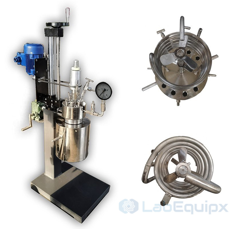 Lab Agitated Pressure Hydrogenation Reactor with Manual Lifting LELAPHRML